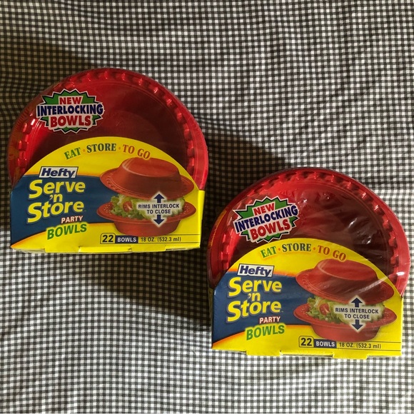 Hefty | Dining | 2 Packs Of 22 Hefty Serve N Store 8 Oz Red Bowls ...